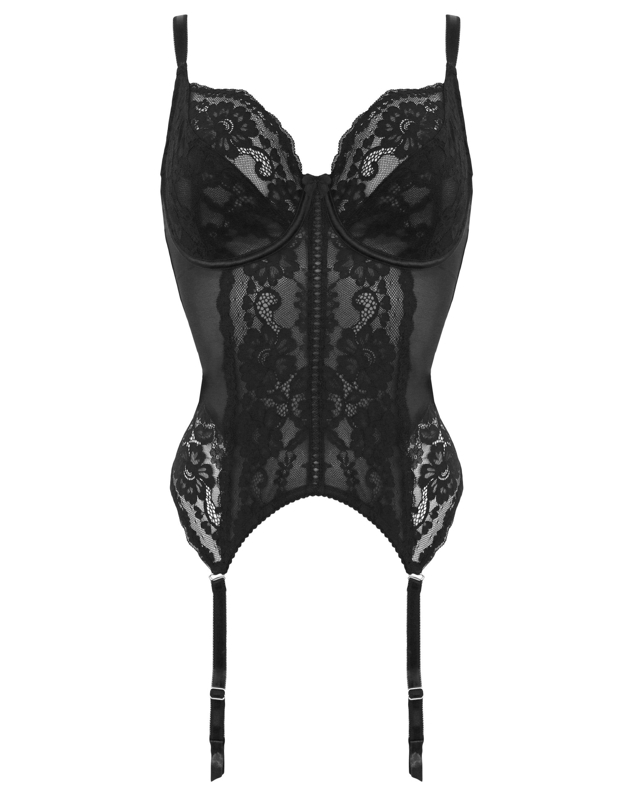 Fleur Balcony Basque – Black Lingerie | Pour Moi | BraTopia